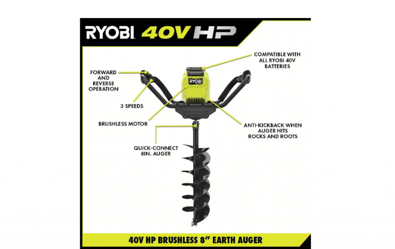 RYOBI RY40701BTLVNM 40V HP Brushless Cordless Earth Auger with 8 in ...
