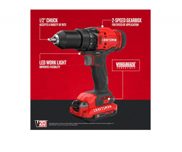 CRAFTSMAN CMCD700C1 V20 20-volt Max 1/2-in Cordless Drill (1-Battery ...