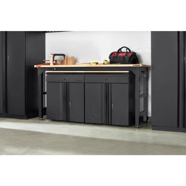 Husky HTC1000004 6 ft. Adjustable Height Solid Wood Top Workbench in ...