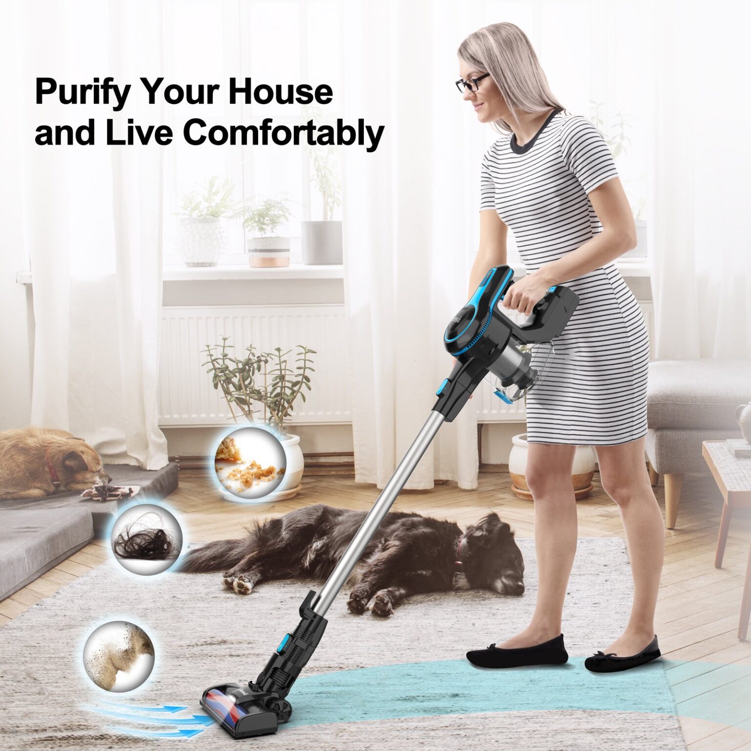 INSE N500 Cordless Vacuum Cleaner, 6 in 1 Rechargeable Powerful ...