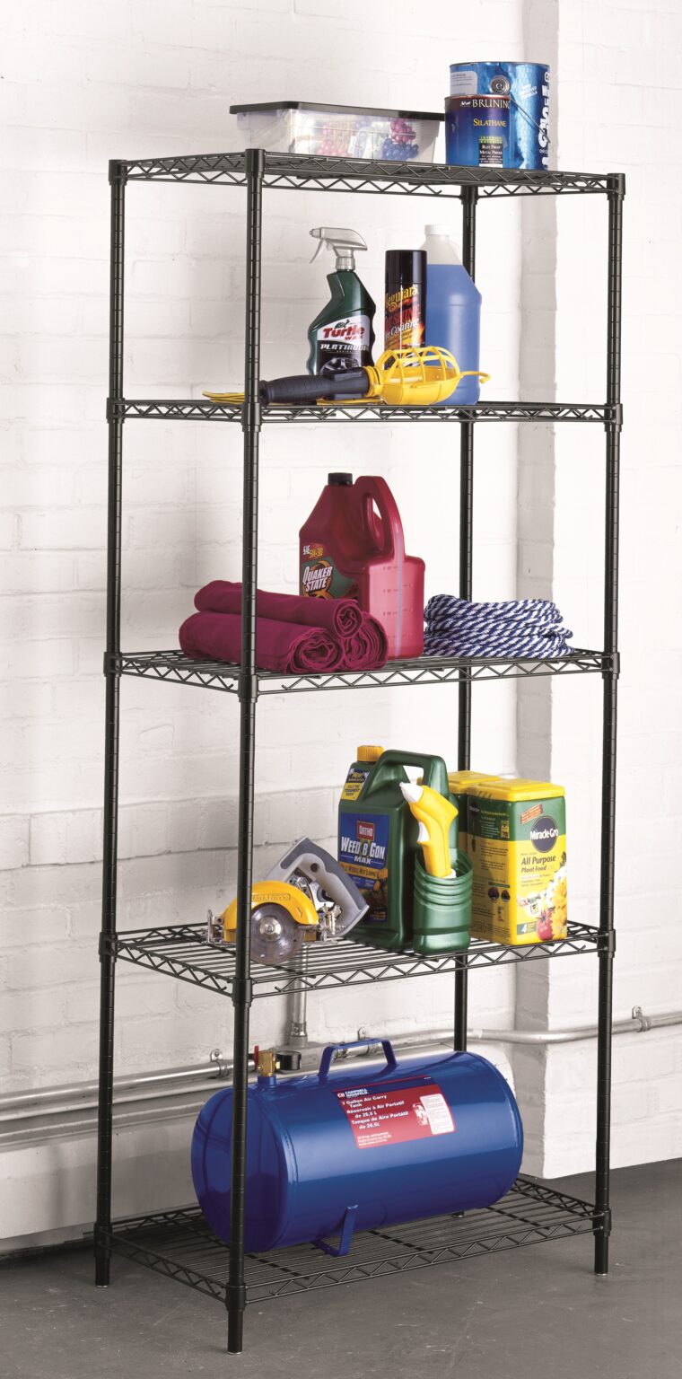 Hyper Tough 5 Tier Wire Shelf Unit Black, 1750 lb Capacity | Bigbigmart.com
