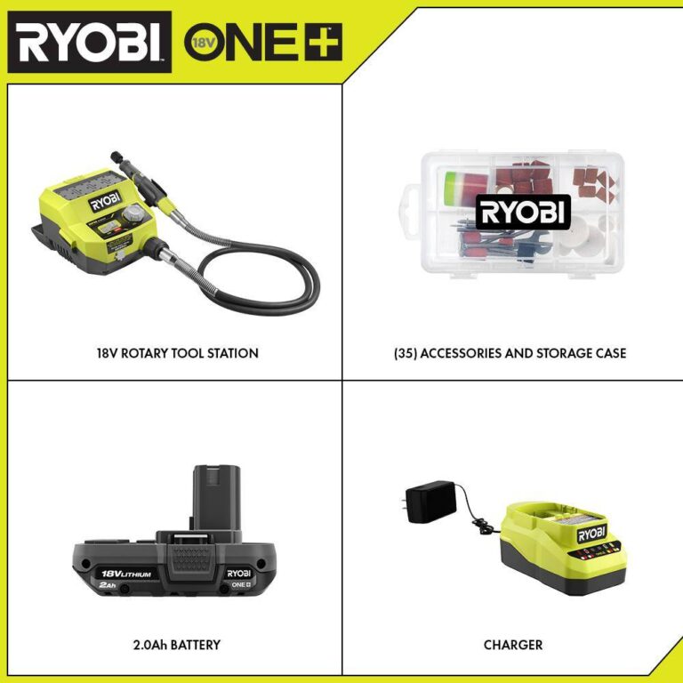 RYOBI PCL480K1 ONE+ 18V Cordless Rotary Tool Station Kit with 2.0 Ah ...