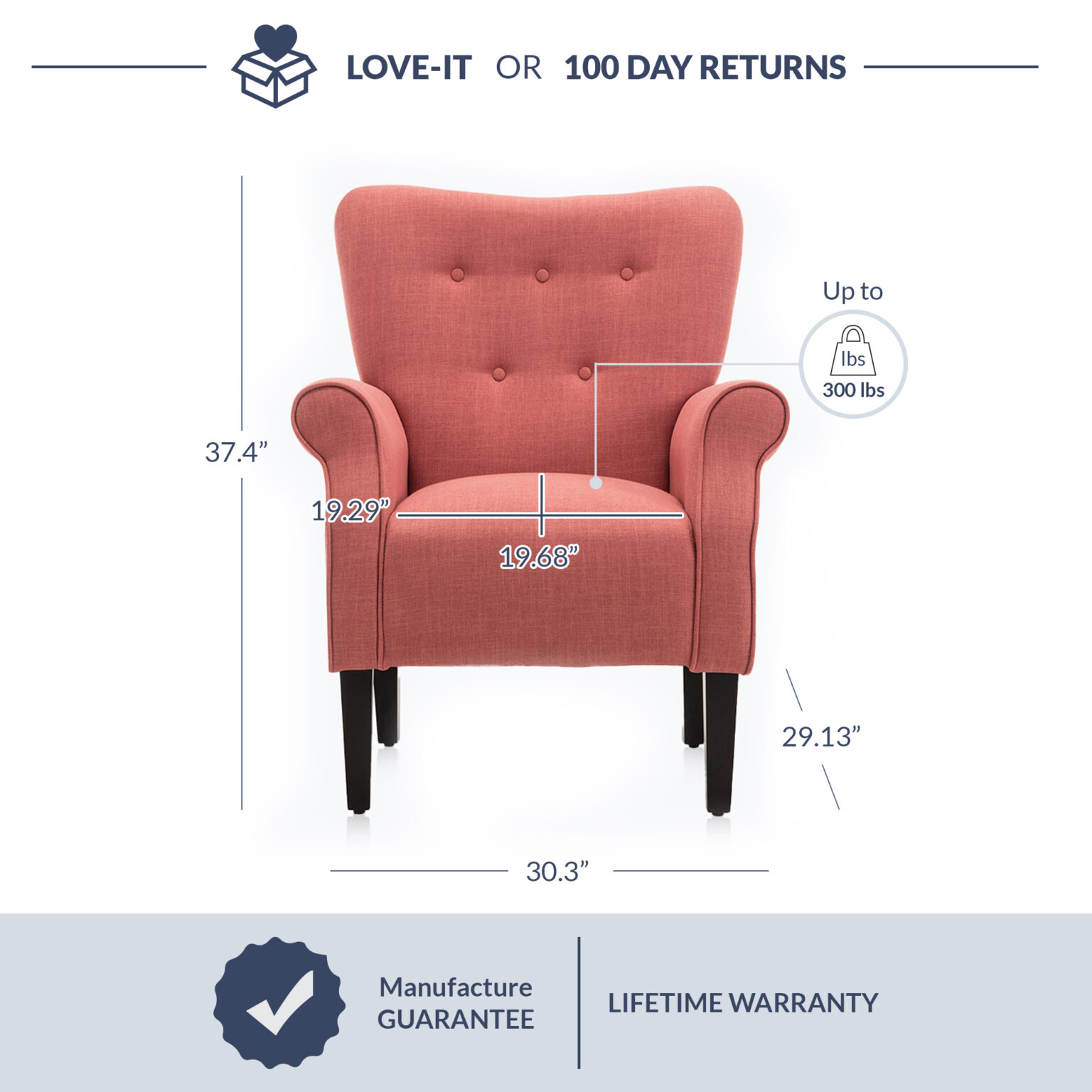 BELLEZE Accent Chair Armchair for Living Room - Allston (Brick ...