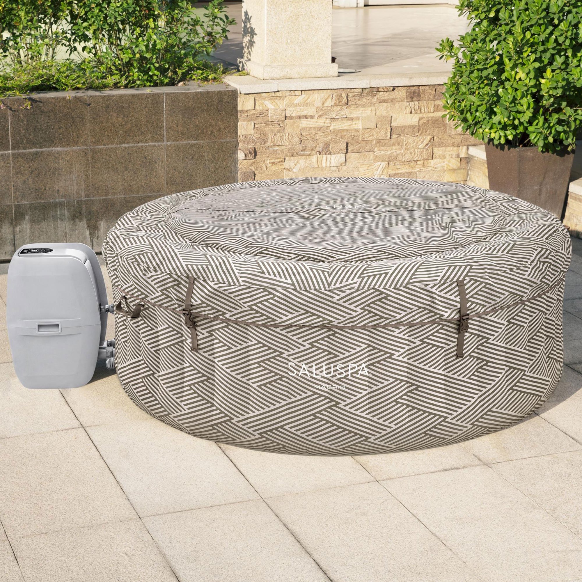 Bestway Madrid SaluSpa 120 Air Jet Round 2-4 Person Inflatable Hot Tub ...