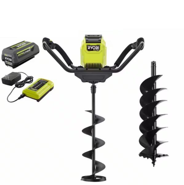 RYOBI RY40712-8 40-Volt HP Brushless Ice Auger with 8 in. Ice Bit, 8 in ...