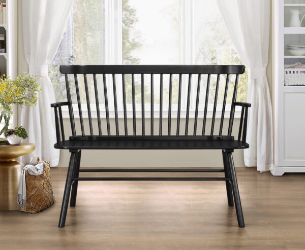 Crown Mark Jerimiah Back Support Bench, Black | Bigbigmart.com