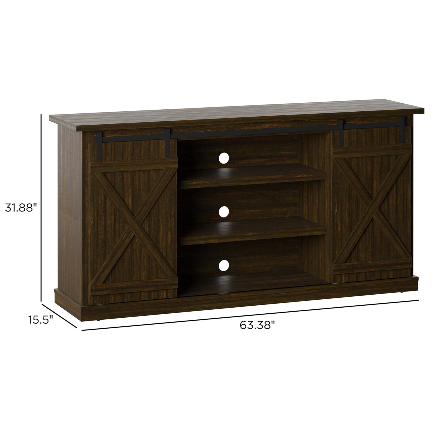 Farmhouse TV Stand for TVs up to 70 inches with Sliding Barn Doors in ...