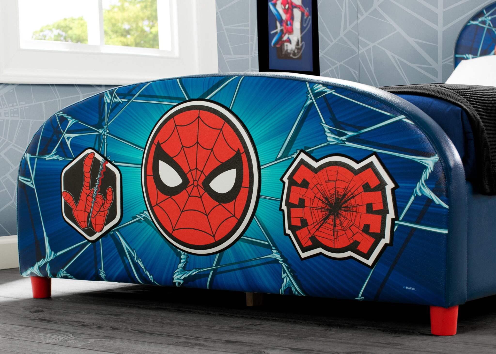 Delta Children Marvel Spider-Man Upholstered Bed, Twin | Bigbigmart.com