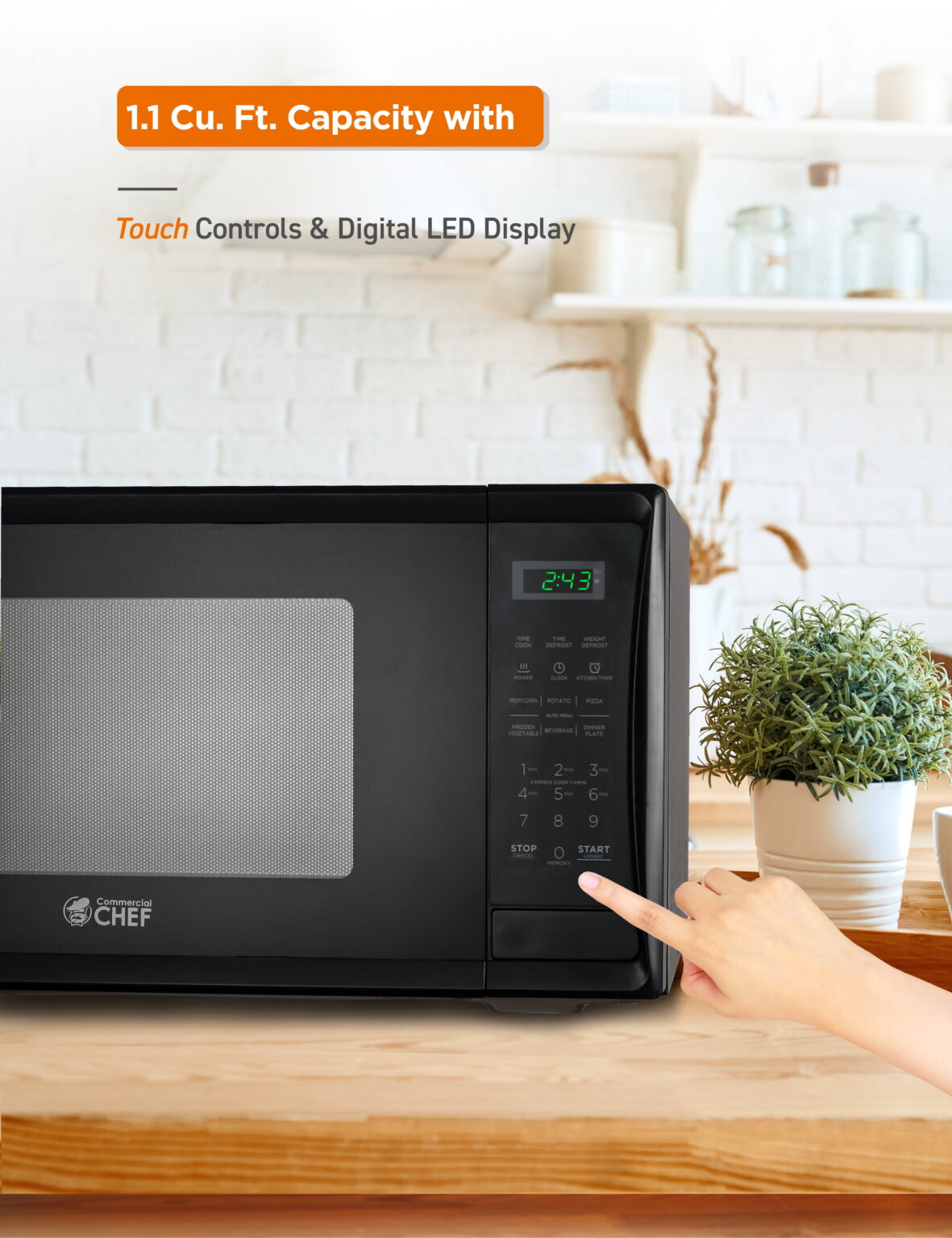 COMMERCIAL CHEF CHM11MB 1.1 cu. ft. Countertop Microwave with Digital ...