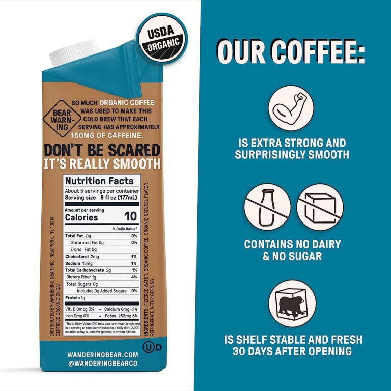 Wandering Bear Organic Vanilla Cold Brew Coffee, 32 fl oz, 6 pack ...
