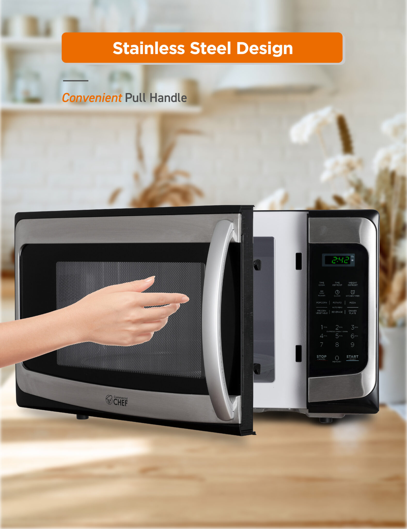 COMMERCIAL CHEF 1.1 cu. ft. Countertop Digital Microwave Oven ...