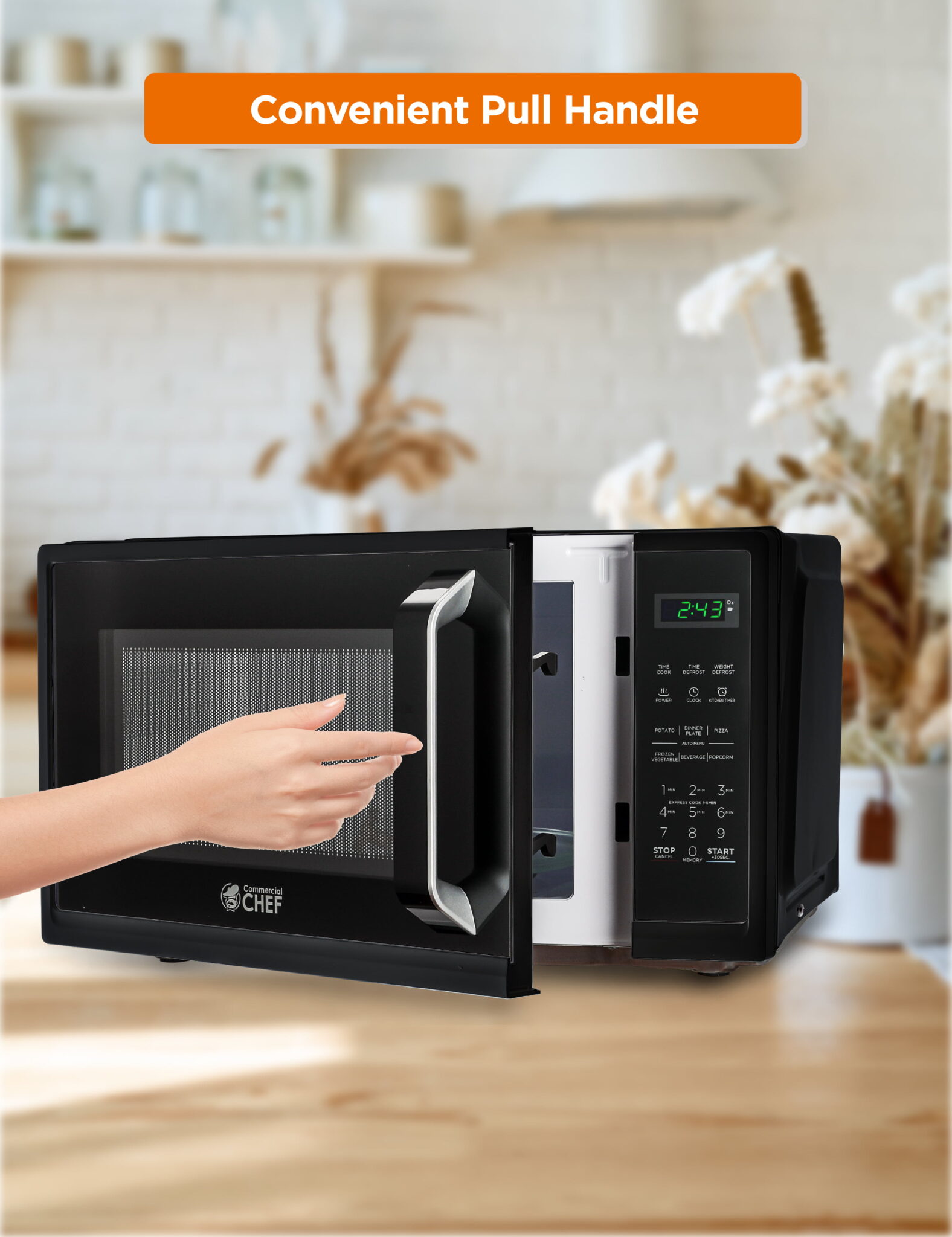 COMMERCIAL CHEF 0.9 Cu. ft. Countertop Microwave Oven with Touch ...