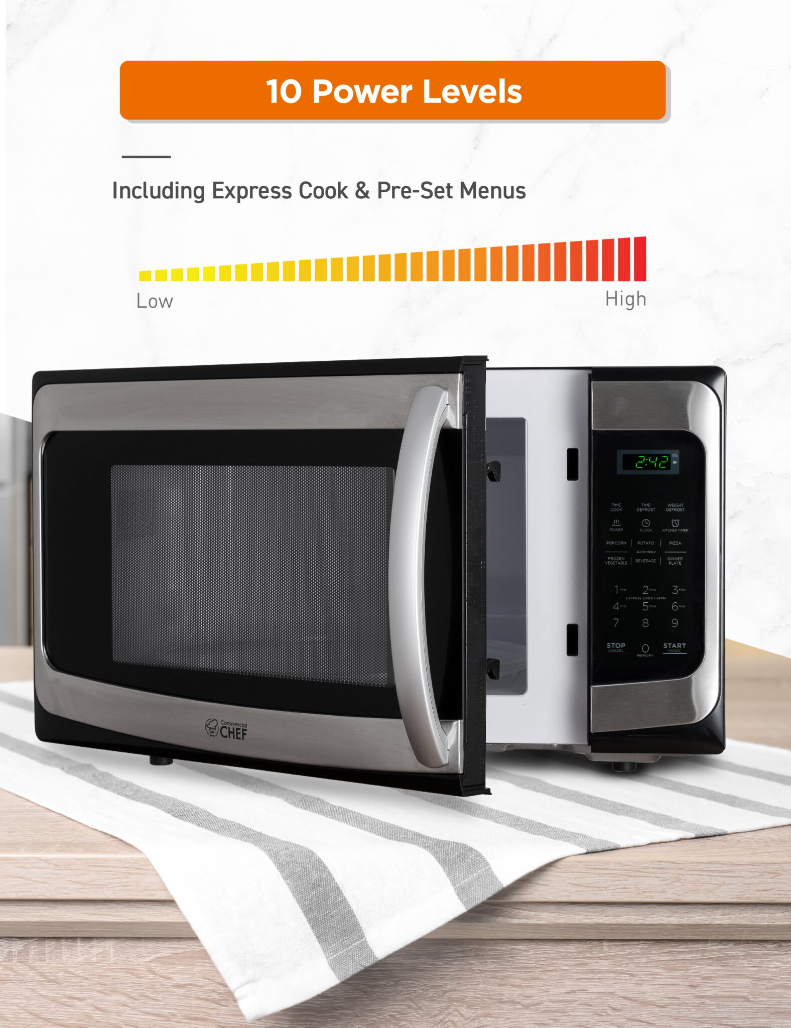 COMMERCIAL CHEF 1.1 cu. ft. Countertop Digital Microwave Oven ...