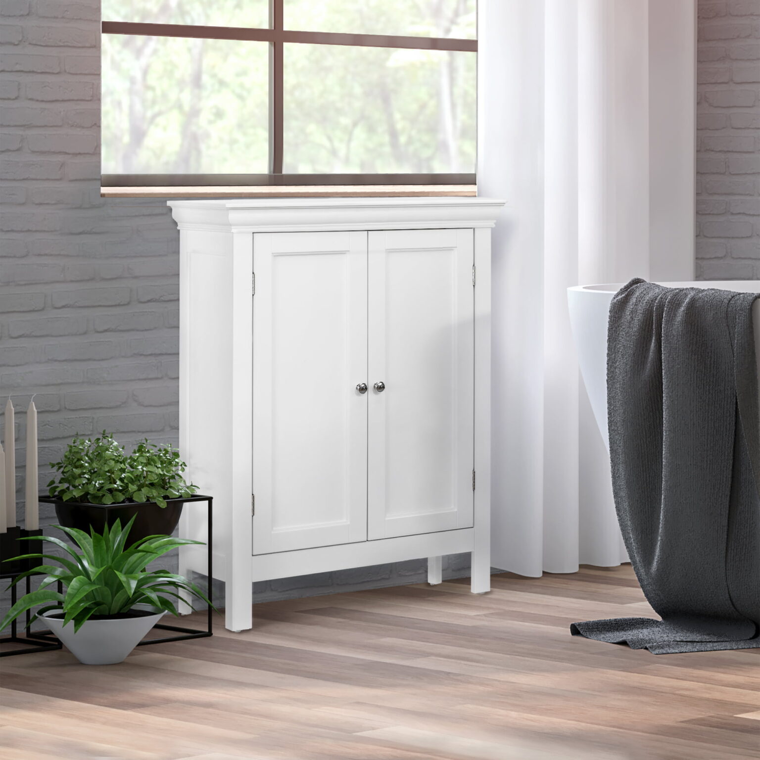 Teamson Home Stratford Wooden Floor Cabinet with 2 Shelves, White ...