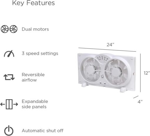 Genesis Twin Fan High Velocity Reversible AirFlow Fan, LED Indicator ...
