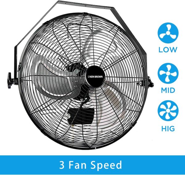 KEN BROWN 18 Inch High Velocity Industrial Wall Mounted Fan 4012CFM 3 ...