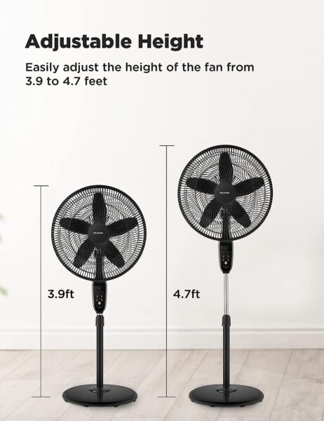PELONIS PFS45A5BBB 18 inch 5-Blade Oscillating, Adjustable Standing ...
