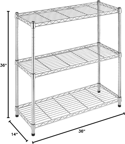 Whitmor Supreme 3 Tier Shelving with Adjustable Shelves and Leveling ...