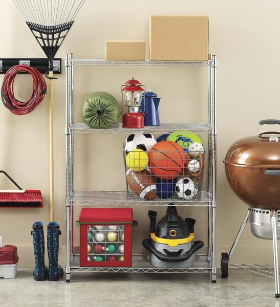 Whitmor Supreme 4 Tier Adjustable Shelves and Leveling Feet, Chrome ...