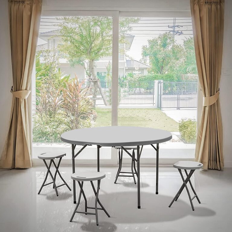 MoNiBloom 4Ft Portable Round Foldable Table, White Banquet Event ...