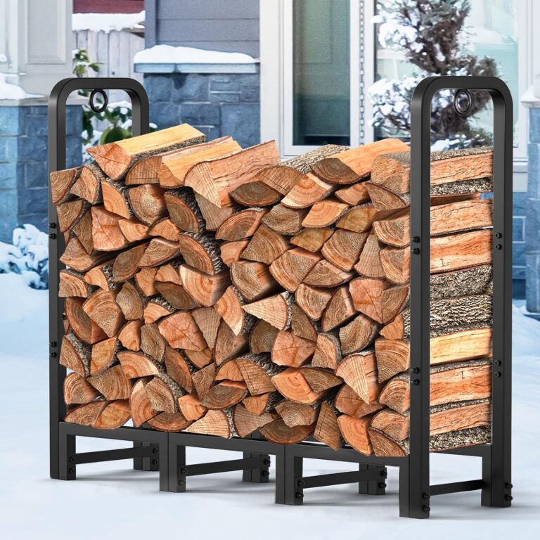 AMAGABELI GARDEN & HOME 4ft Firewood Log Rack Outdoor Indoor Heavy Duty ...