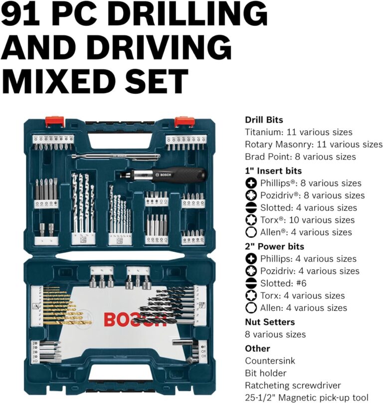 BOSCH MS4091 91-Piece Drilling and Driving Mixed Set with Included Case ...