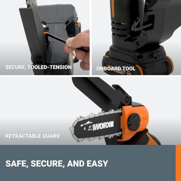 Worx 20V 5" Mini Chainsaw Cordless 3.9 lbs., Electric Chainsaw 22 ft/s ...