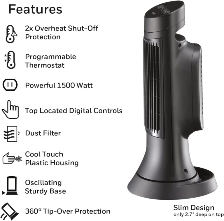 Honeywell Compact Ceramic Tower Heater, Black – Compact, Small Heater ...