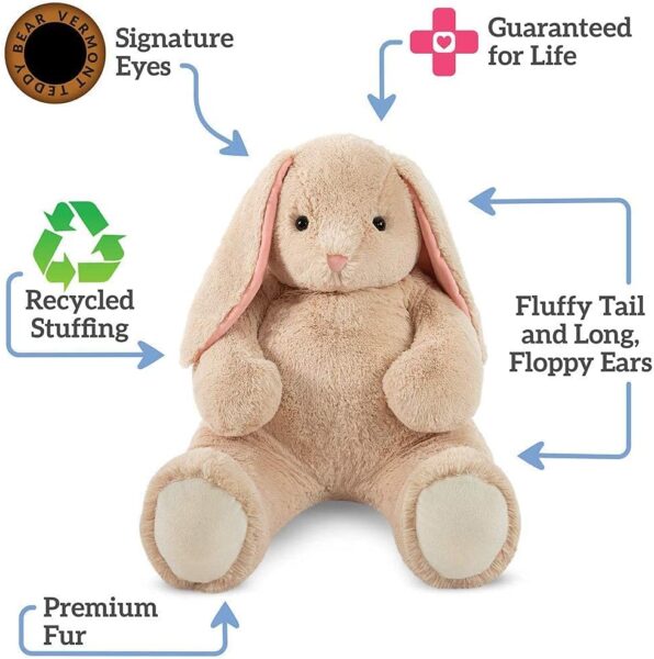 Vermont Teddy Bear Giant Stuffed Bunny - Big Stuffed Animal, Tan, 4 ...