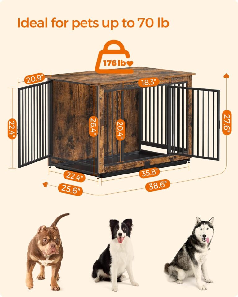 Feandrea Dog Crate Furniture, Dog Kennel for Medium Dogs up to 70 lb ...