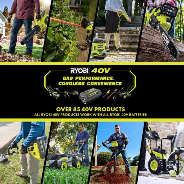 RYOBI RY40550-2B 40V HP Brushless 16 in. Battery Chainsaw with (2) 4.0 ...