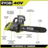 RYOBI RY40550-2B 40V HP Brushless 16 in. Battery Chainsaw with (2) 4.0 ...