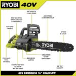 RYOBI RY40550-2B 40V HP Brushless 16 in. Battery Chainsaw with (2) 4.0 ...