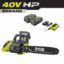 RYOBI RY40550-2B 40V HP Brushless 16 in. Battery Chainsaw with (2) 4.0 ...