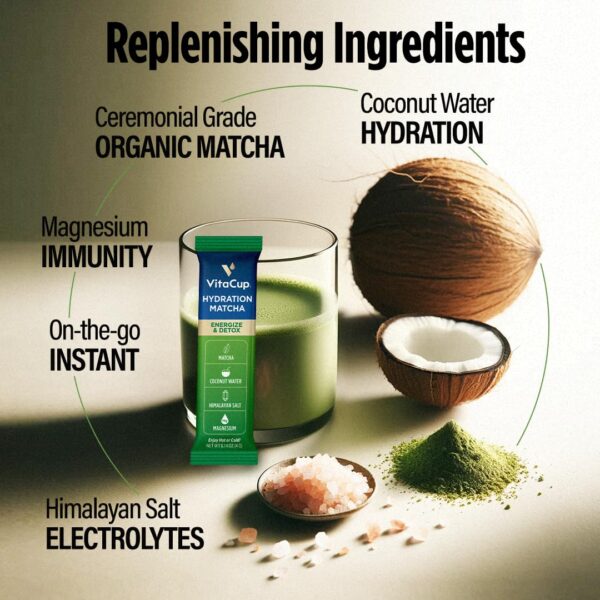 VitaCup Hydration Matcha Instant Packets, for Natural Energy and Detox ...