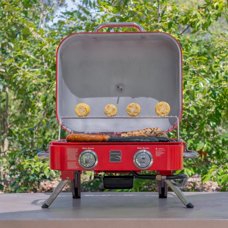 Kenmore 2-Burner Portable Tabletop Retro Gas Grill, Red | Bigbigmart.com