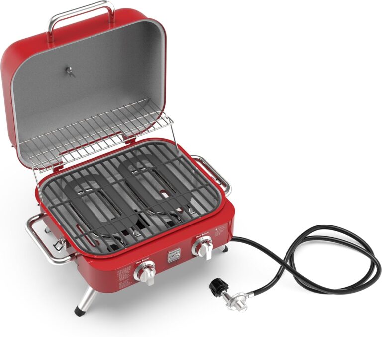 Kenmore 2-Burner Portable Tabletop Retro Gas Grill, Red | Bigbigmart.com