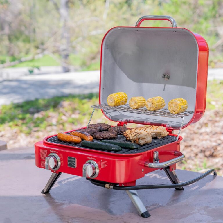 Kenmore 2-Burner Portable Tabletop Retro Gas Grill, Red | Bigbigmart.com