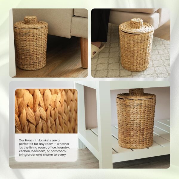 1.3 Gallons Wicker Waste Basket with Lid - Large Wicker Trash Can for ...