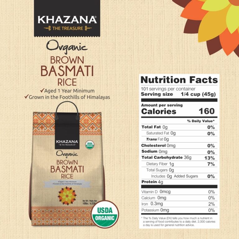 Authentic Organic Brown Basmati Rice by Khazana in 10 lb Bag - Aromatic ...