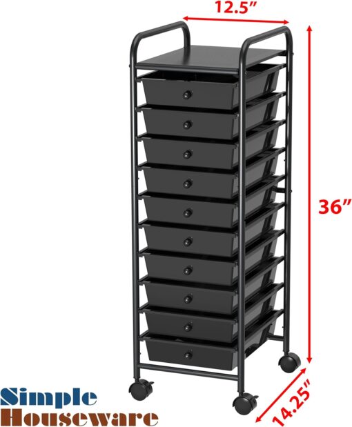 Simple Houseware Utility Cart with 10 Drawers Rolling Storage Art Craft ...