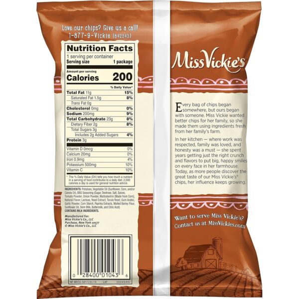 Miss Vickie's Flavored Potato Chips, Smokehouse BBQ, 28 Count ...