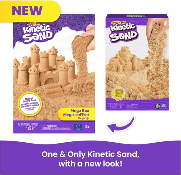 Kinetic Sand, 11lb (5kg) Natural Brown Play Sand, Mega Box for Arts and ...