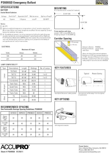 Lithonia Lighting T12 and T8 Emergency Ballast, 600L Back Up HID ...