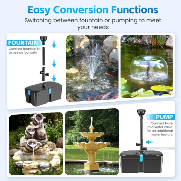 Pond Filter with Fountain Pump Kits, 660GPH Pond Pump and Filter Kit ...