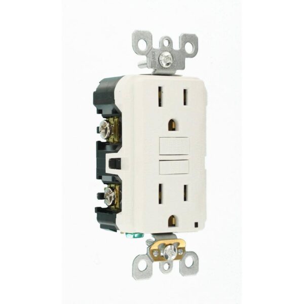 Leviton M42-GFNT1-04W 15 Amp 125-Volt Duplex Self-Test Slim GFCI Outlet ...