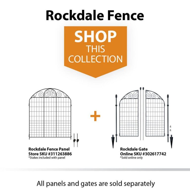 Vigoro 860442 Rockdale 41.9 in. H x 34.8in W Black Metal Garden Fence ...