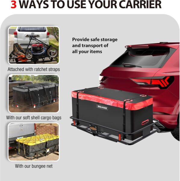 Rockland Steel Folding Hitch Mount Cargo Carrier, 60" x 20" x 6", 500 ...