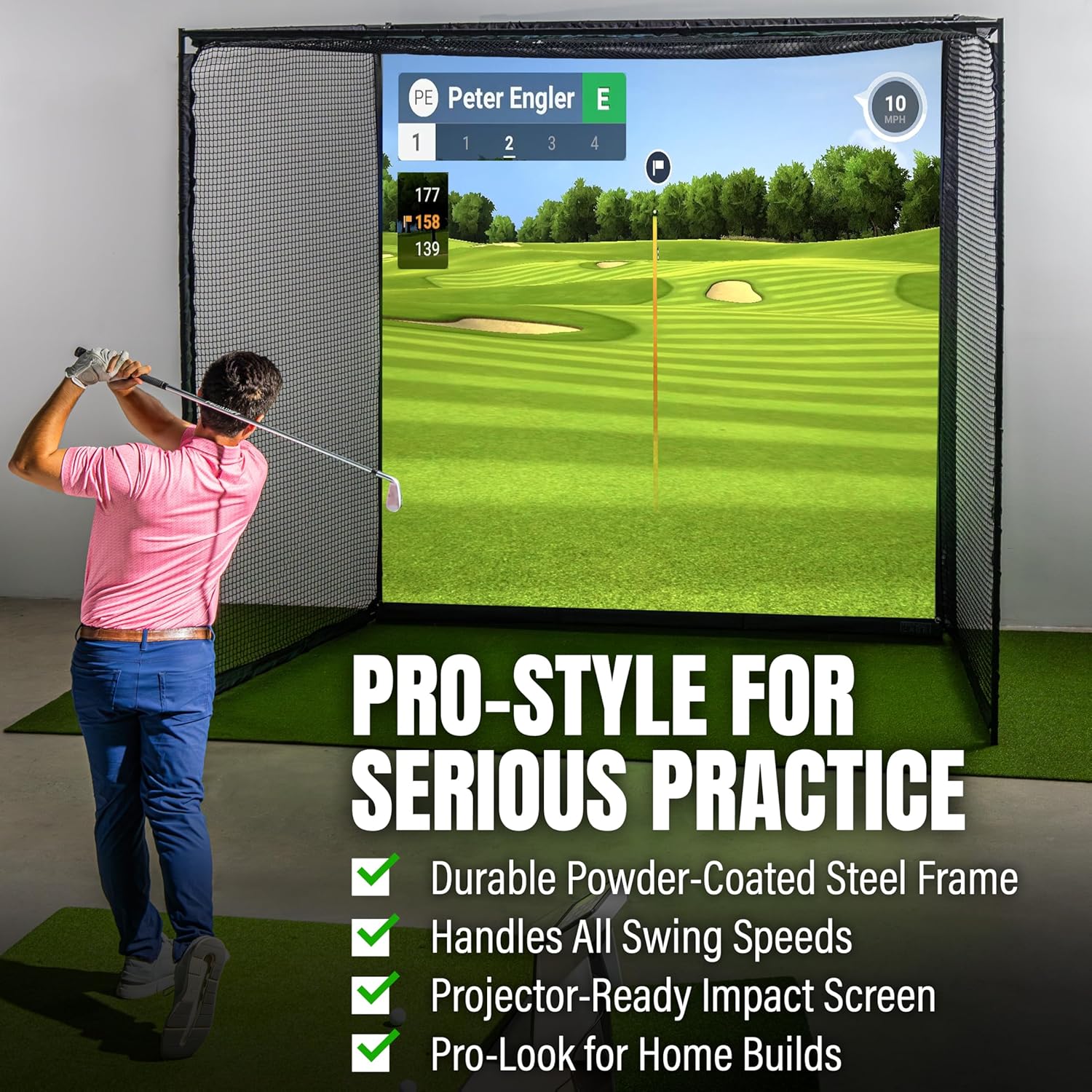 GoSports Range Cage Elite Golf Hitting Net - 8 x 8 ft Golf Simulator ...