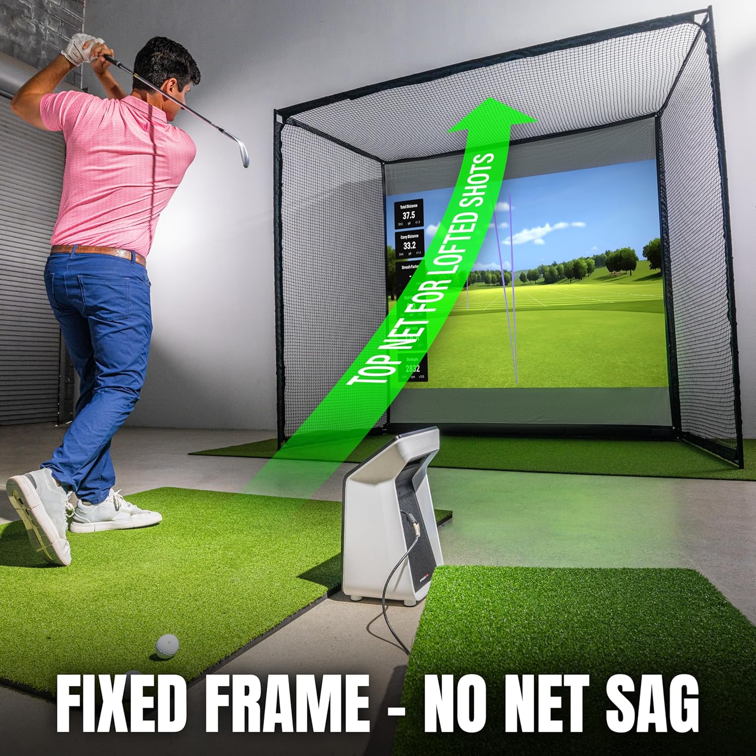 GoSports Range Cage Elite Golf Hitting Net - 8 x 8 ft Golf Simulator ...